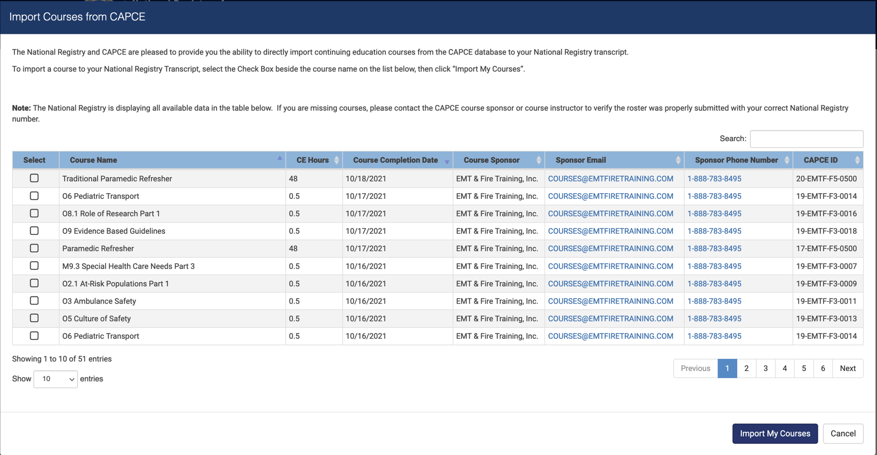 How to import CE from EMT & Fire Training into the NREMT system